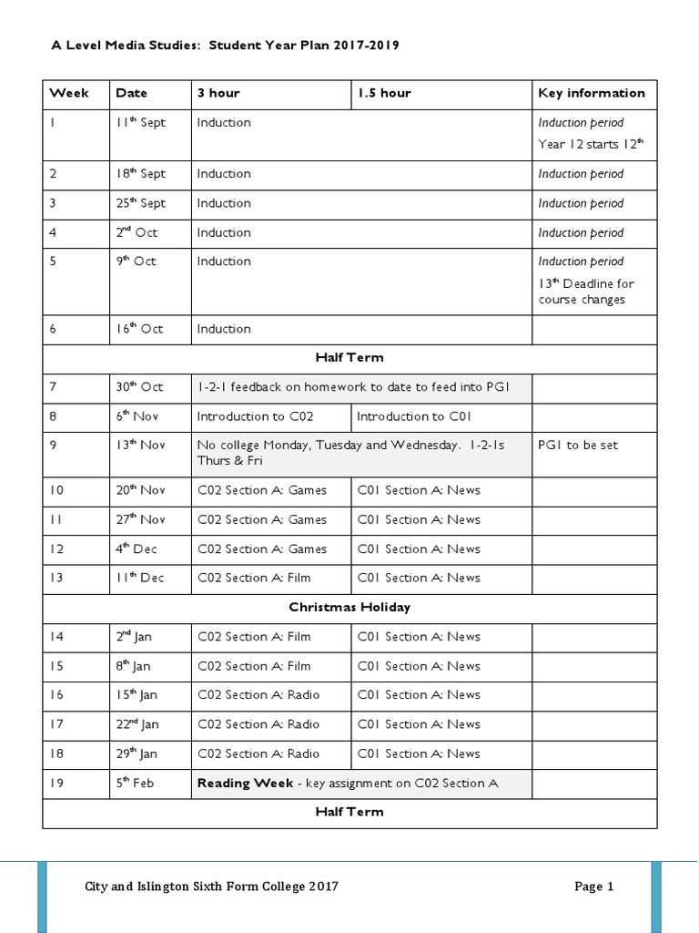 Year Plan For Students | PDF