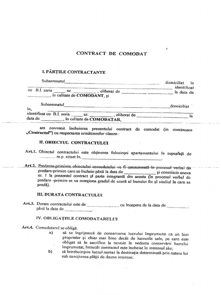 Contract de Comodat Gaze | PDF