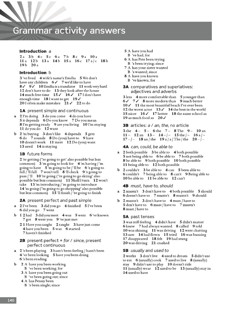 EF Grammar Answer Key | PDF