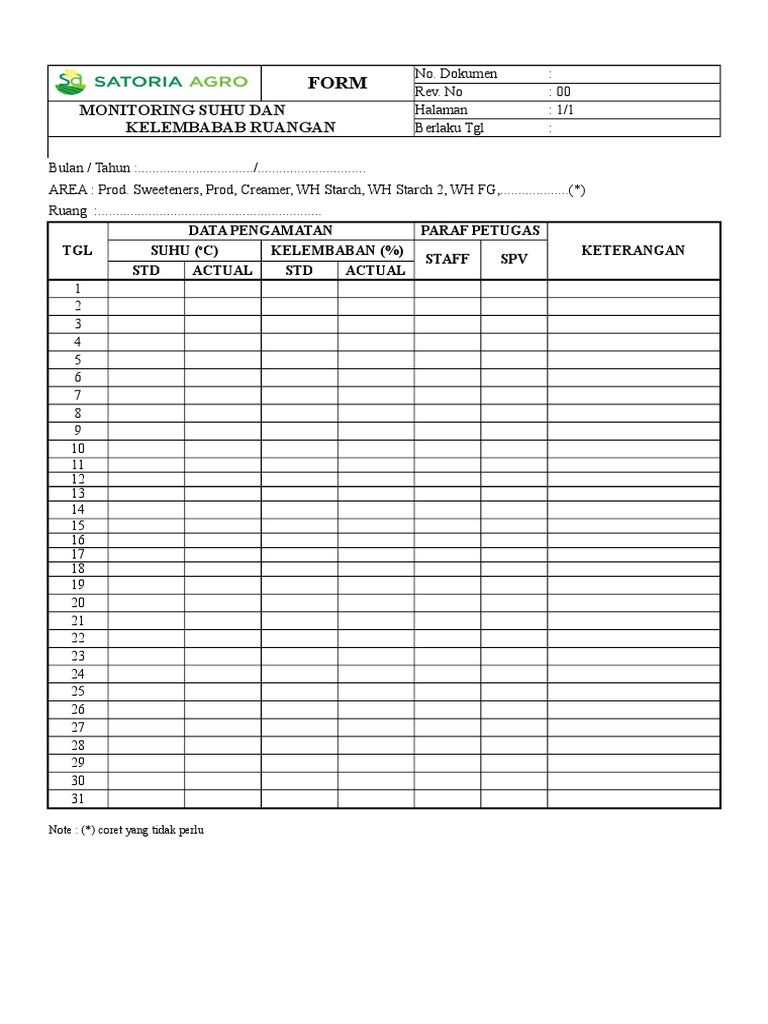 Draft Form Suhu | PDF
