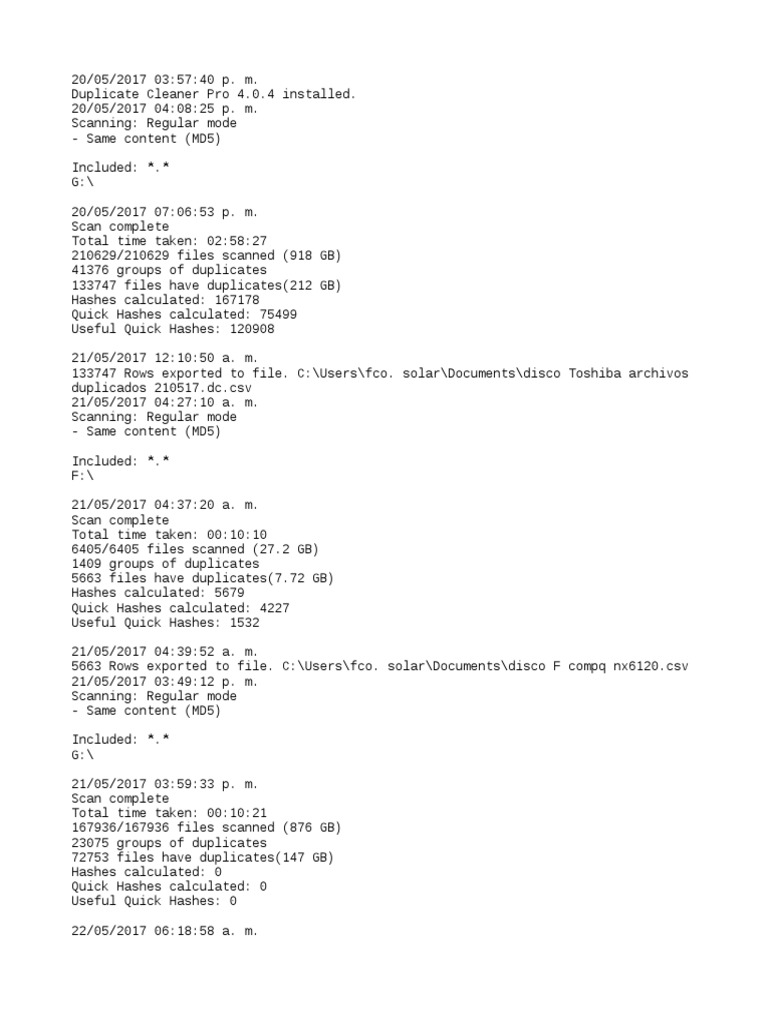 Duplicate Cleaner Log | PDF | Computer File | Computer File Formats