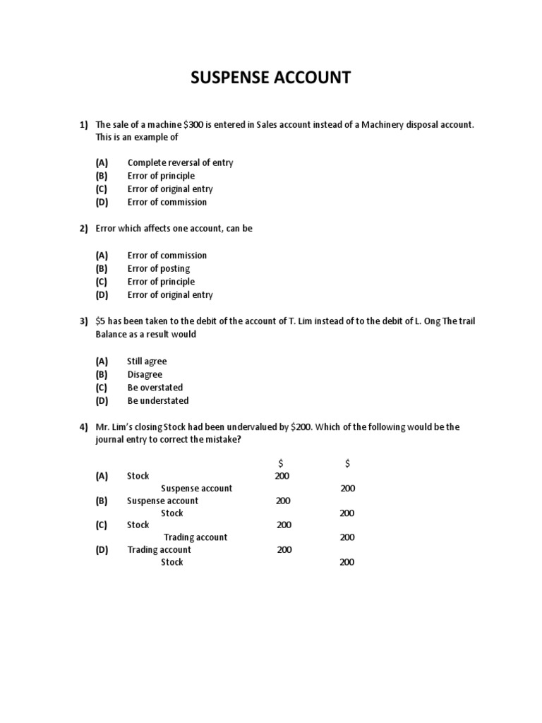 Suspense Account | Debits And Credits | Bookkeeping