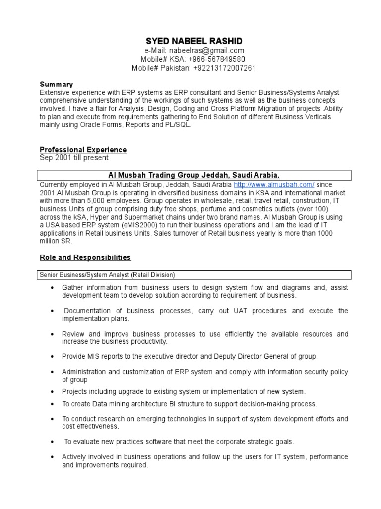 CV Nabeel 01 | PDF | Enterprise Resource Planning | Business Process
