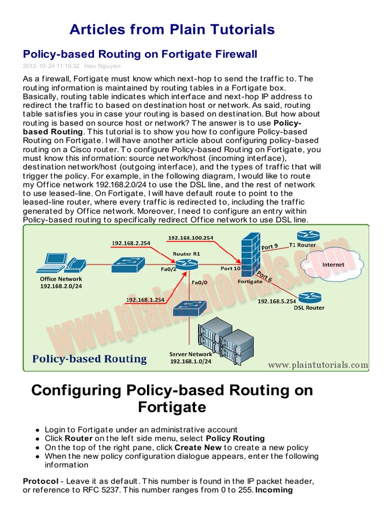 Policy Based Routing on Fortigate Firewall | Network Architecture ...
