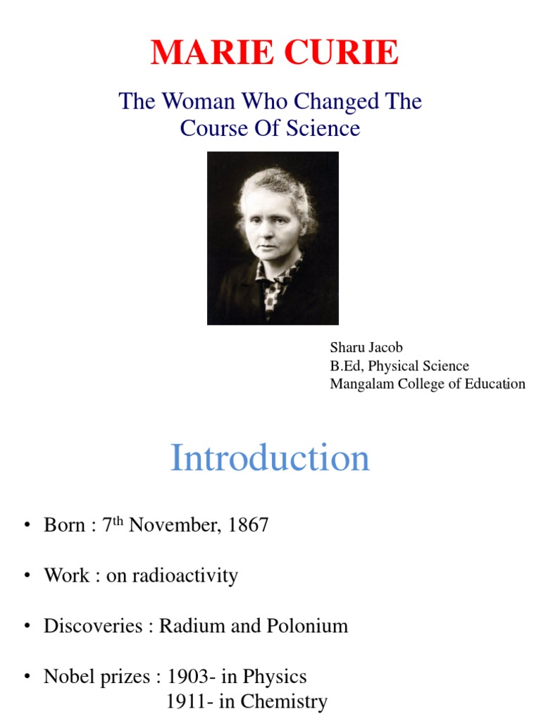 Marie Curie's Scientific Legacy | PDF | Marie Curie | Science And ...