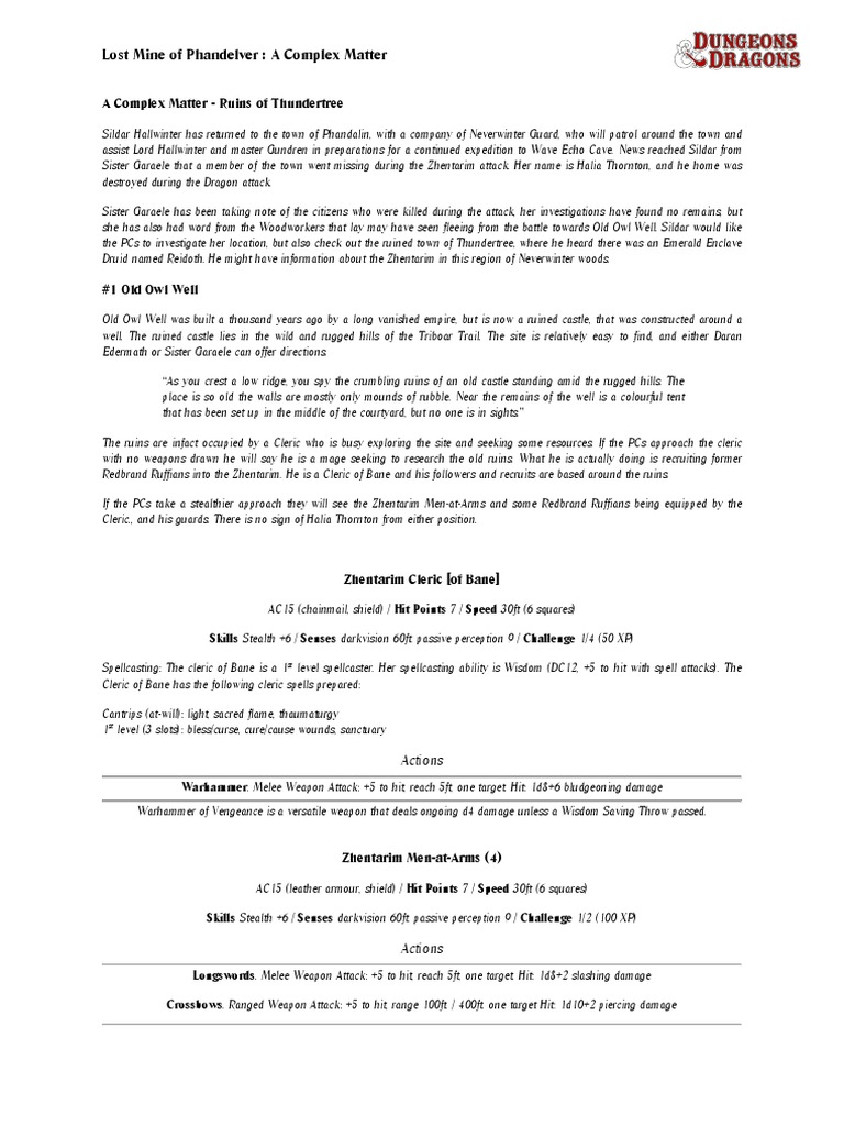Phandelver Adventure: Thundertree Quest | PDF | Drow (Dungeons ...