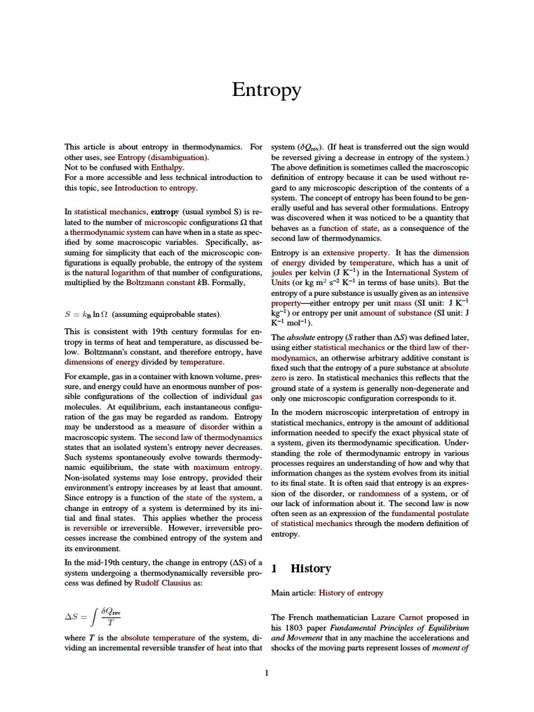 Entropy PDF | PDF | Entropy | Thermodynamics