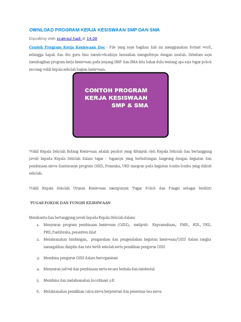 Program Kesiswaan Sd - ngopowerup