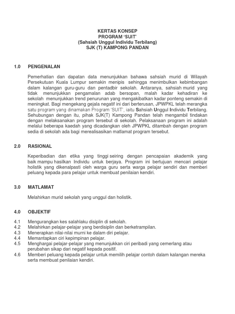 Kertas Konsep Program Suit | PDF