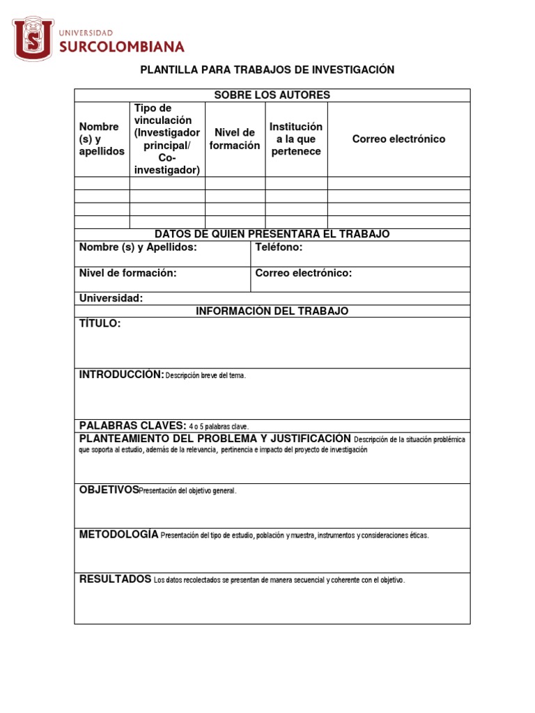 Plantilla Informe Investigacion Investigacion | PDF