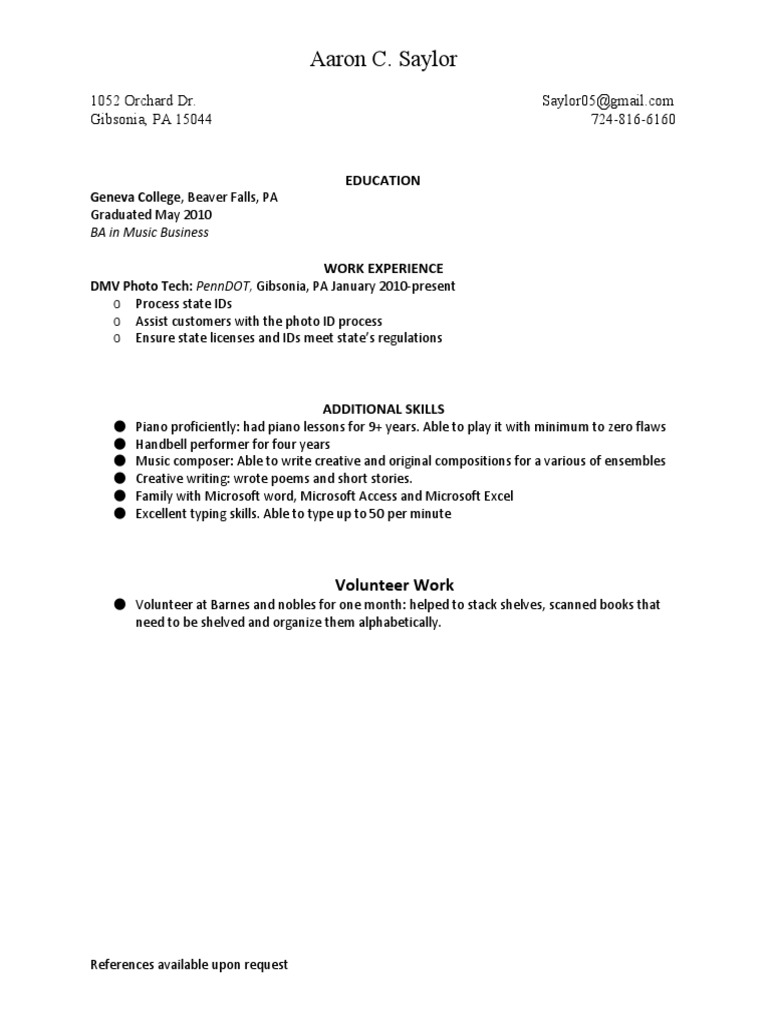 Aaron C. Saylor: 1052 Orchard Dr. Gibsonia, PA 15044 724 816 6160 | PDF