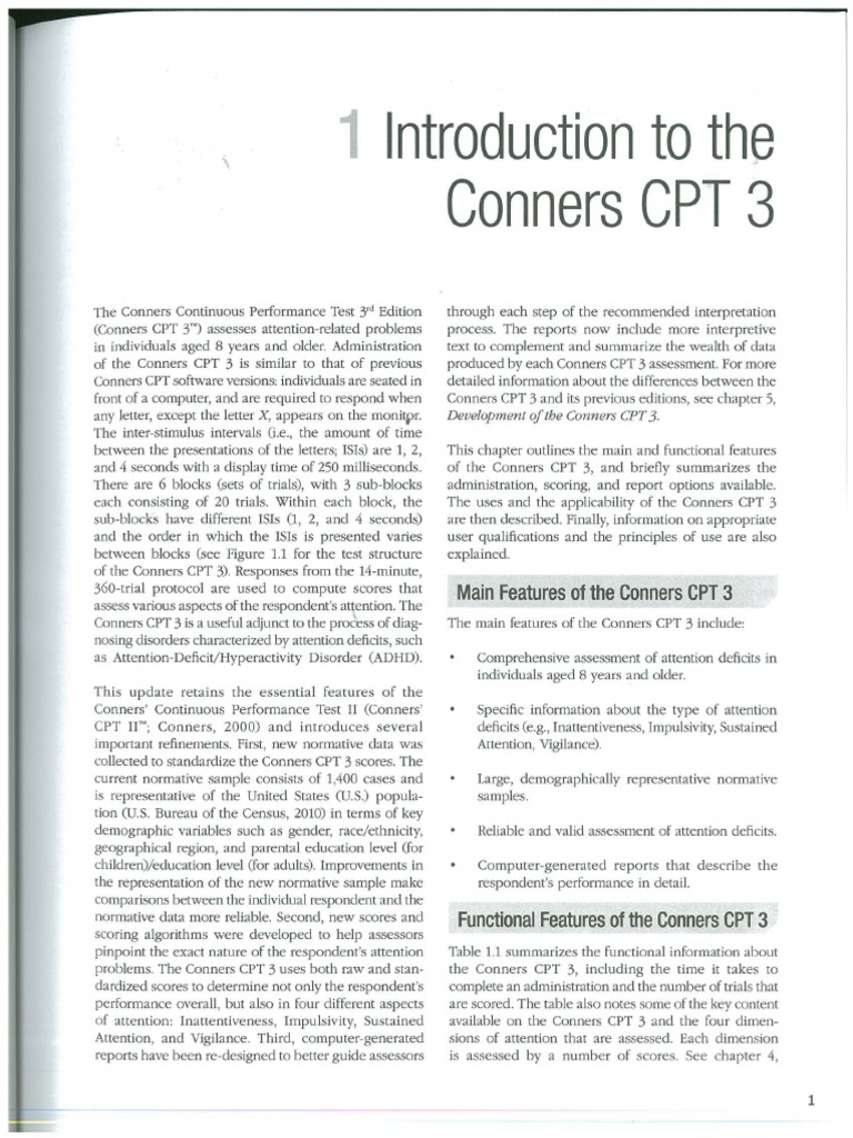 CPT-3 Instructions and Interpretation | PDF