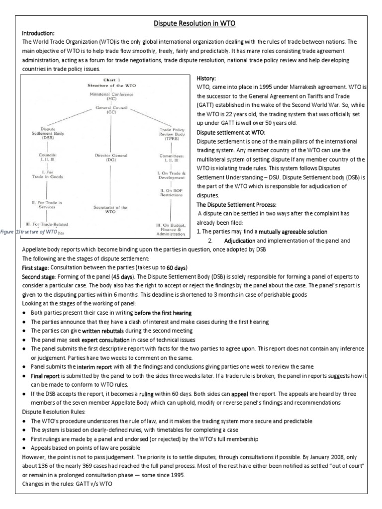 Dispute Resolution in WTO: Figure 1structure of WTO | PDF | World Trade ...