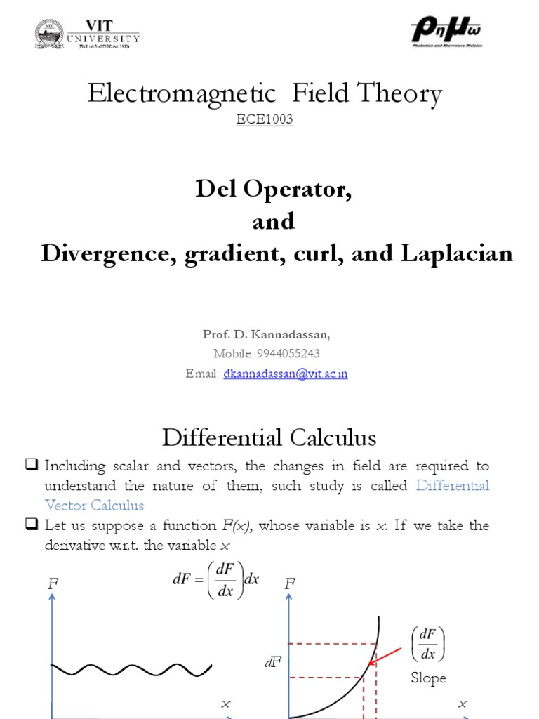 Del Operator and Theorems | PDF | Divergence | Gradient