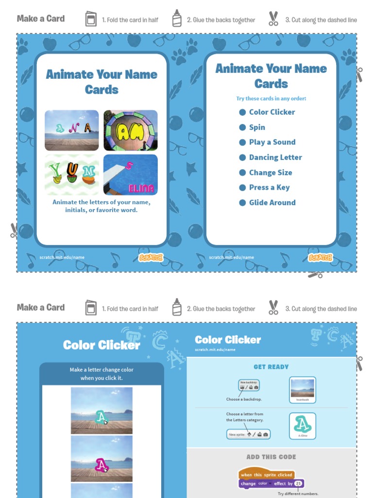Step-by-step instructions for creating an animated name card using ...