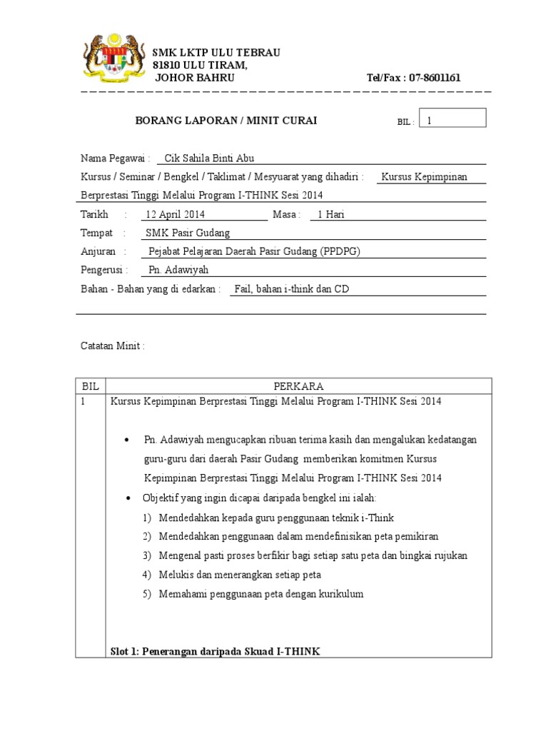 Contoh Minit Curai | PDF