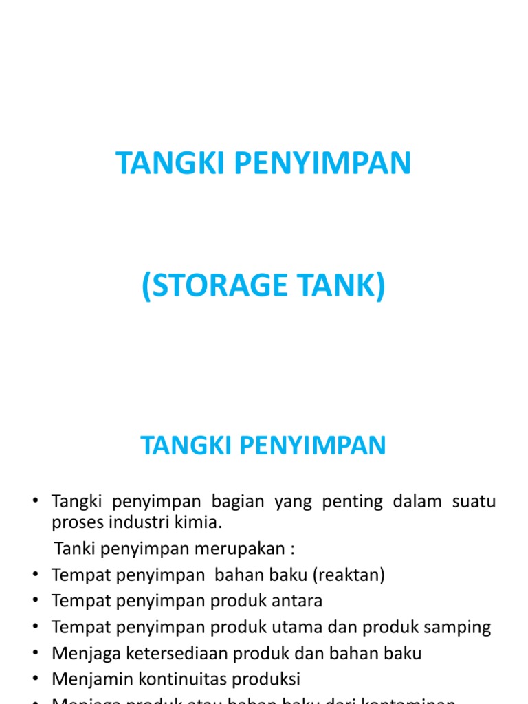 Tangki Penyimpan (Storage) | PDF