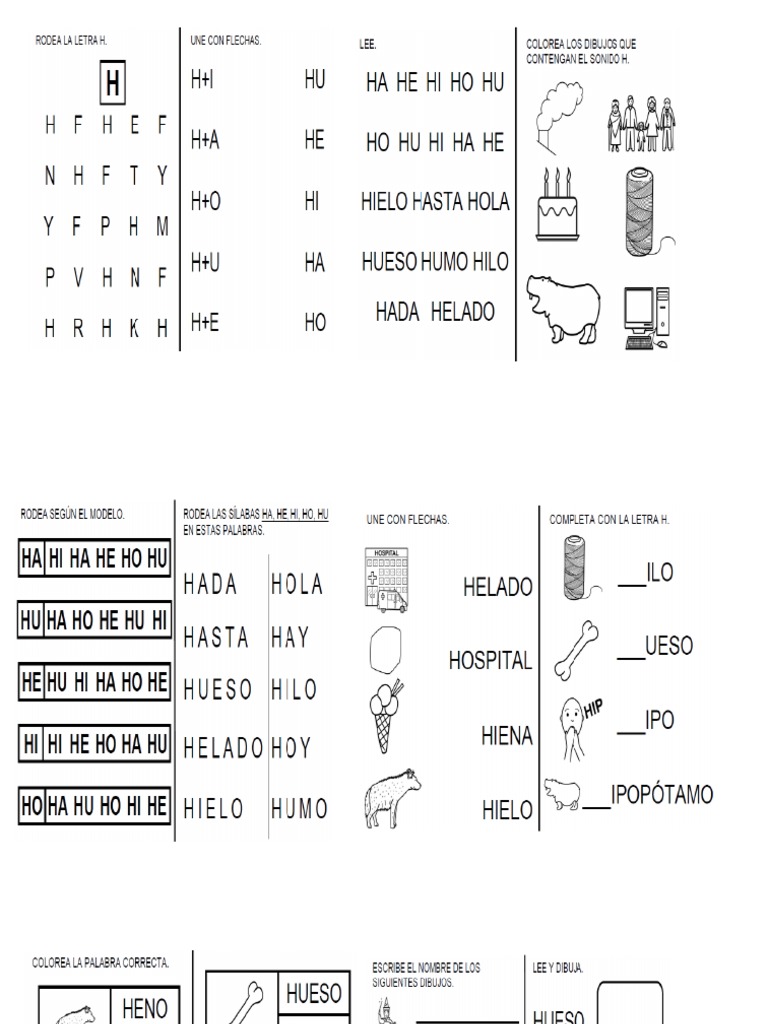 Guía de Actividades Letra H | PDF