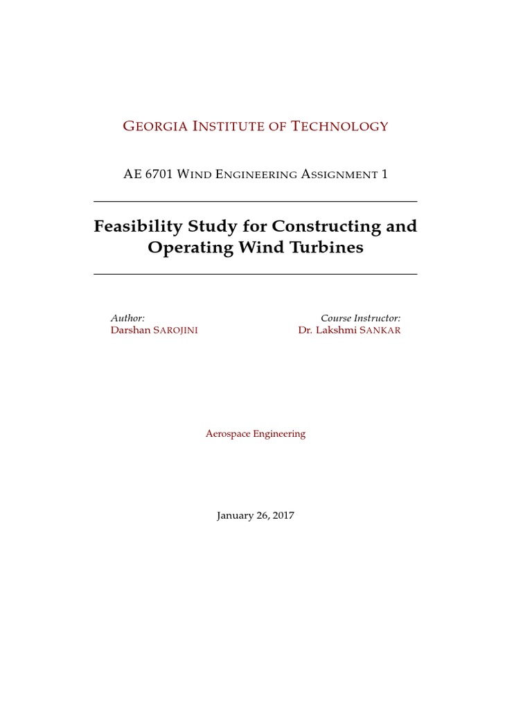 Feasibility Study For Constructing and Operating Wind Turbines | PDF ...