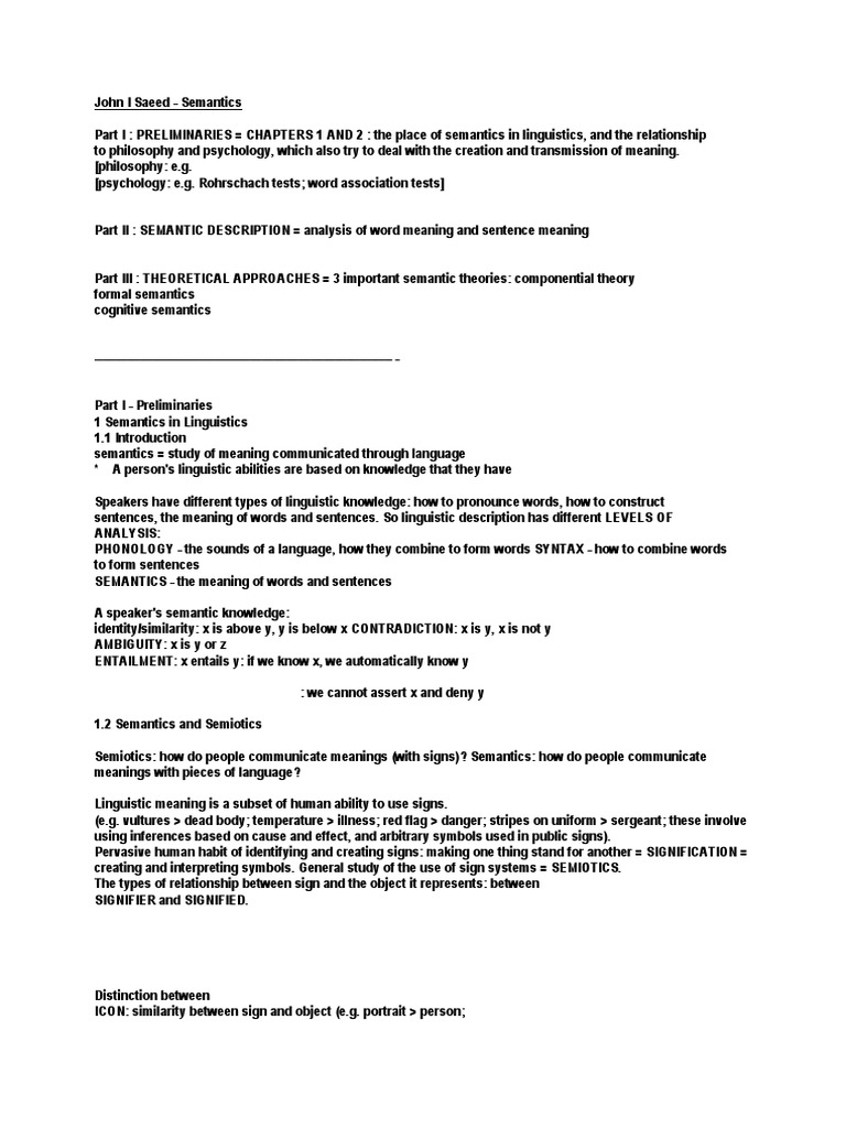 Understanding Semantics in Linguistics | PDF | Semantics | Linguistics