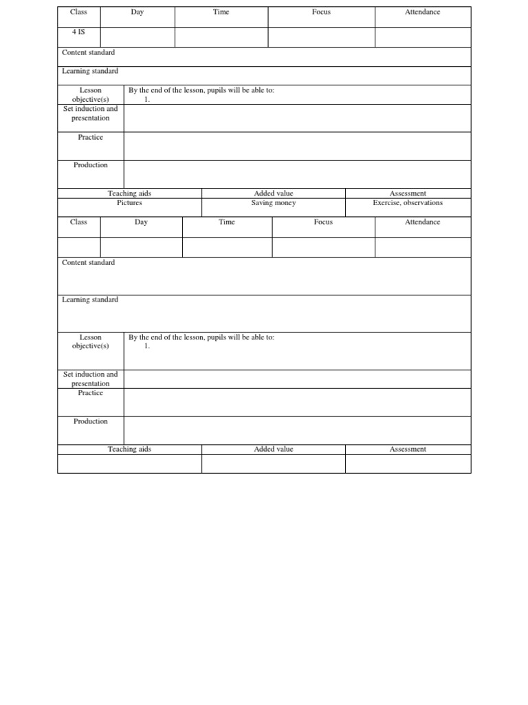 Daily Lesson Plan Template | PDF