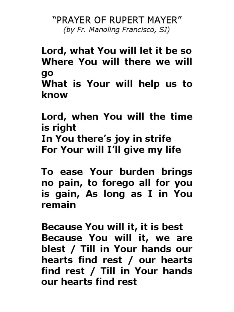 Acetate - Prayer of Rupert Mayer | PDF | Catholic Church