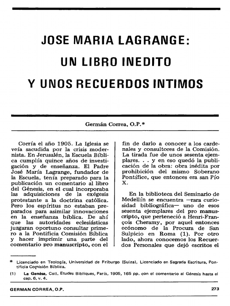 German Correa Sobre Padre Larange Dominico | PDF | Libro del Génesis ...