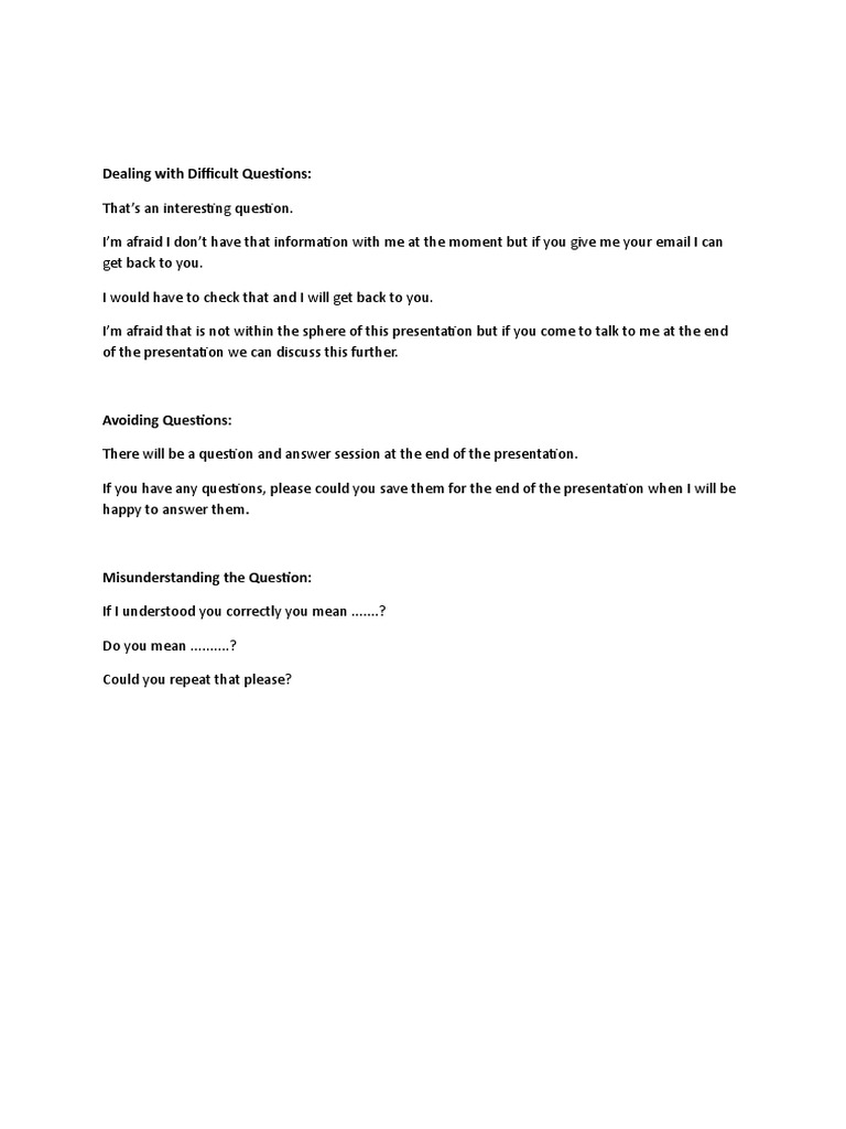 Dealing With Difficult Questions | PDF