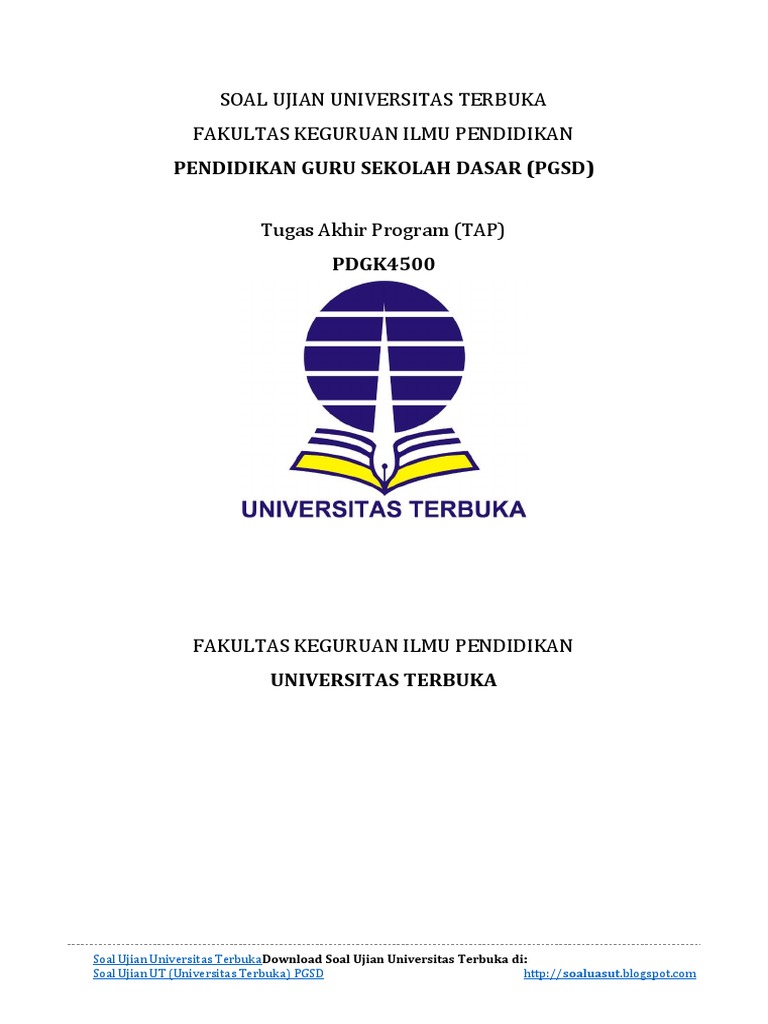 Soal Ujian Ut PGSD Pdgk4500 | PDF