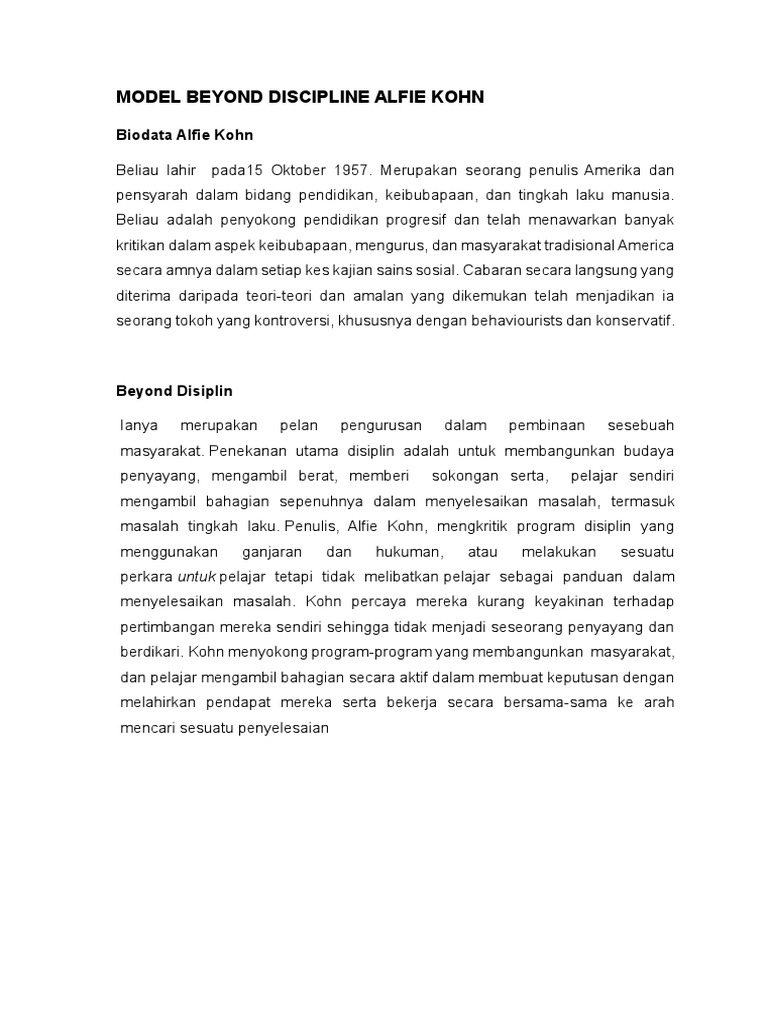 Model Beyond Discipline Alfie Kohn | PDF