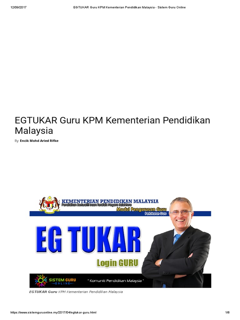 EGTUKAR Guru KPM Kementerian Pendidikan Malaysia - Sistem Guru Online | PDF