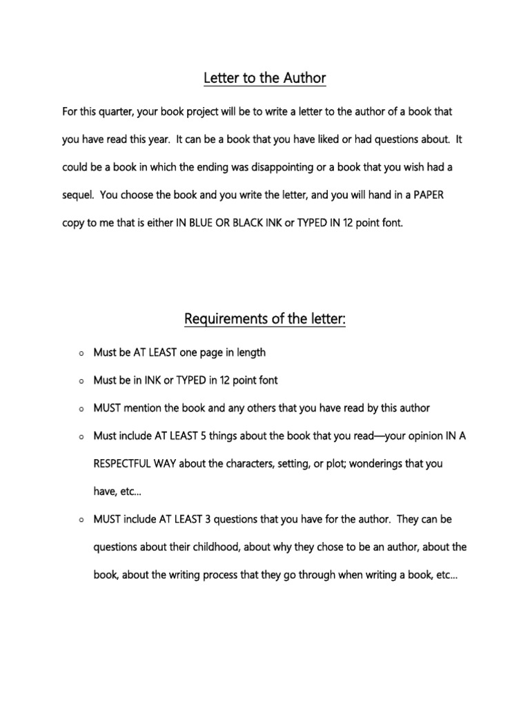 Writing a Letter to an Author Guide | PDF