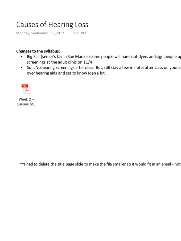 Causes of Hearing Loss | PDF | Ear | Hearing