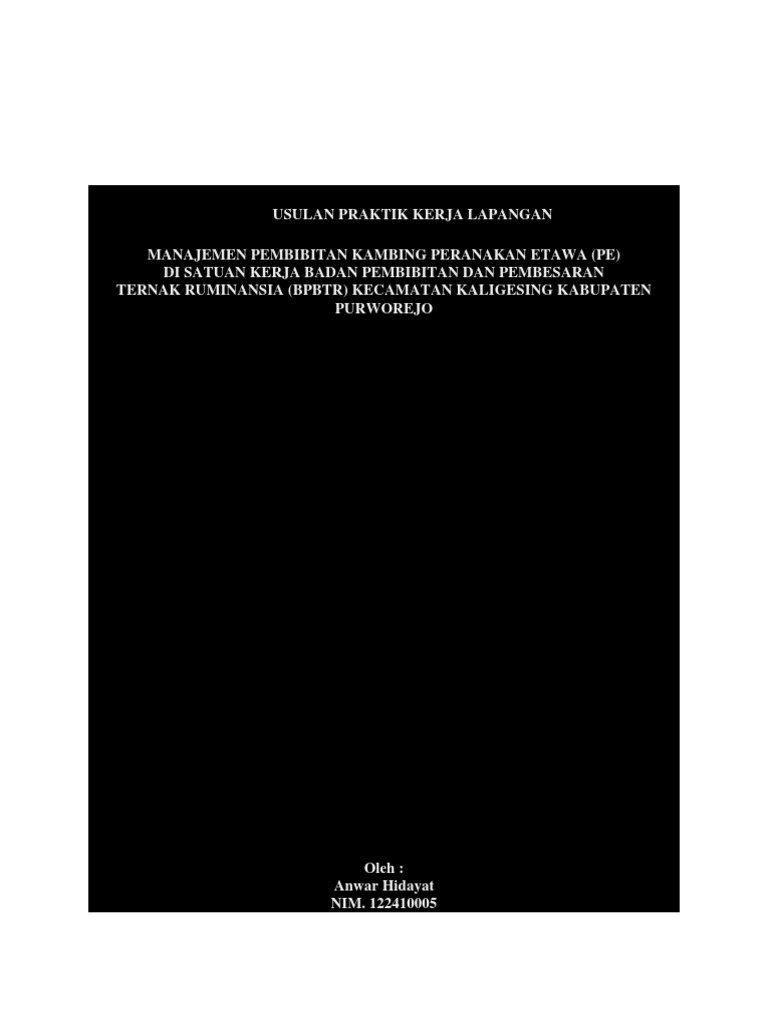 Proposal PKL Manajemen Pembibitan Kambing PE | PDF