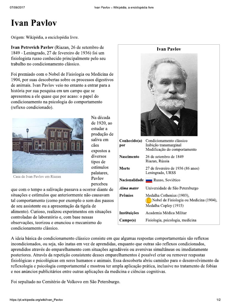 Ivan Pavlov - Biografia PDF | PDF