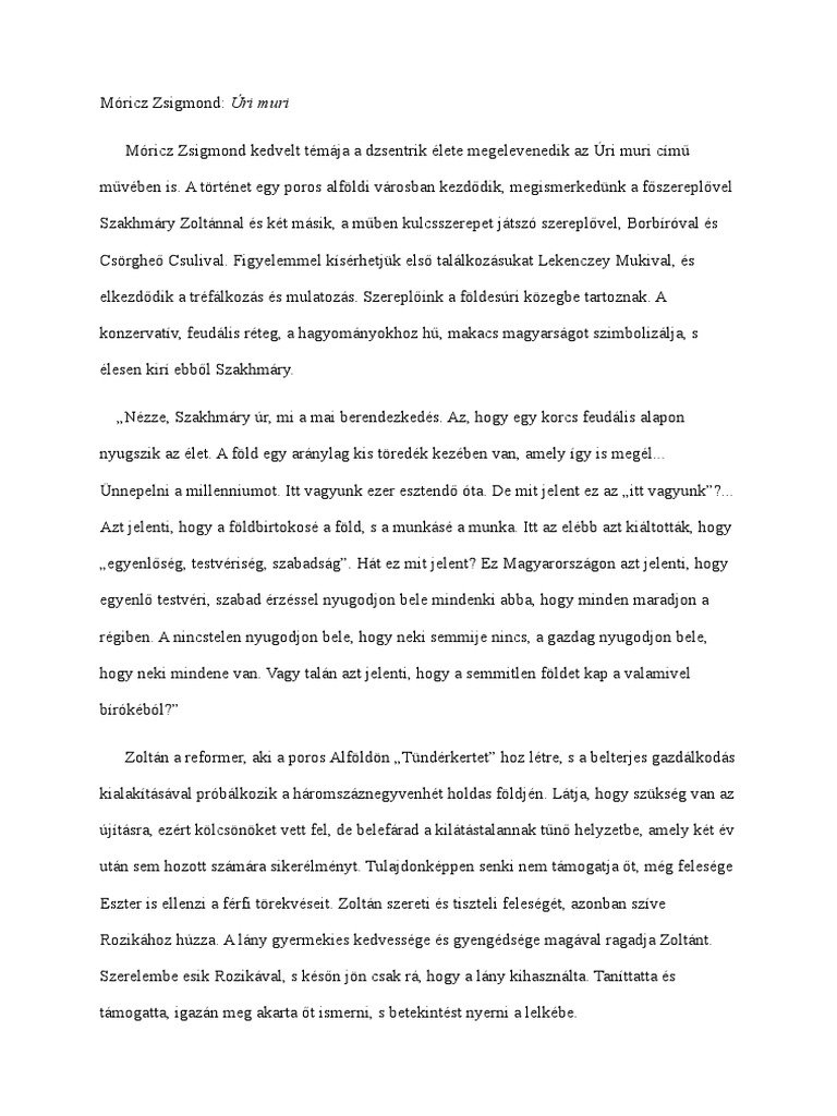 Úri Muri Rövid Elemzés | PDF
