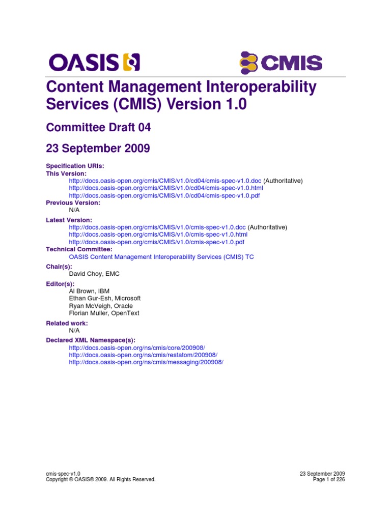 Cmis Spec v1.0 | Download Free PDF | Intellectual Works | Software