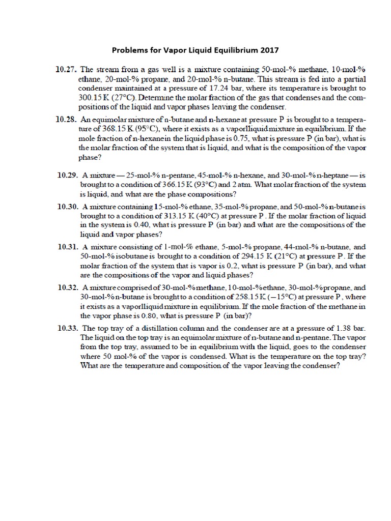 VLE Problems 2017 | PDF