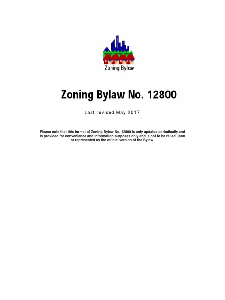 Current Zoning Bylaw 12800 | PDF | Zoning | By Law