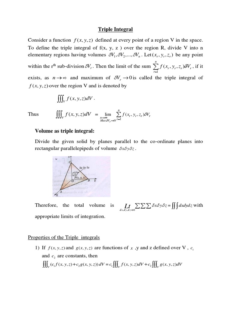 Calculating Volumes and Integrals Using Triple Integrals | PDF | Volume ...