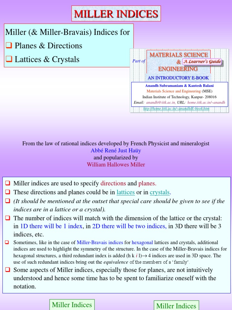 Understanding Miller Indices in Crystals | PDF | Crystal Structure ...