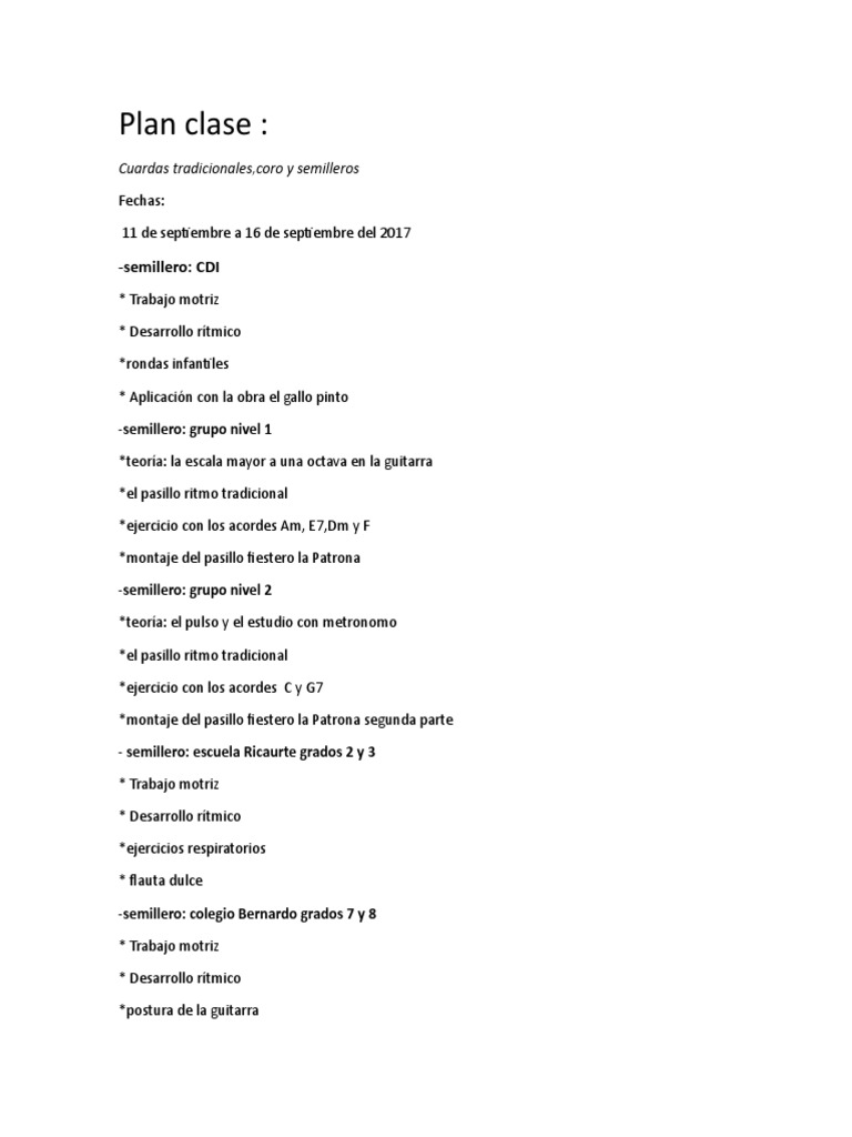 Plan Clase 2 | PDF | Ritmo | Notación