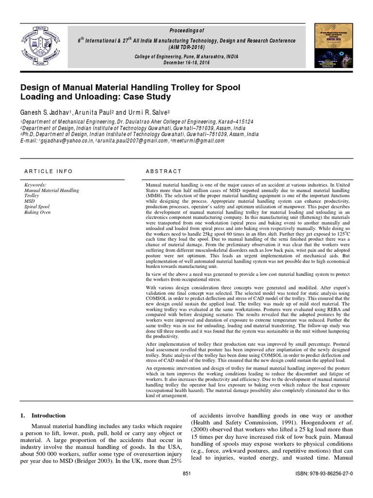 Design of Manual Material Handling Trolley For Spool Loading and ...