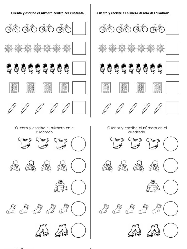 Hoja De Trabajo Para Volver A Contar Primer Grado