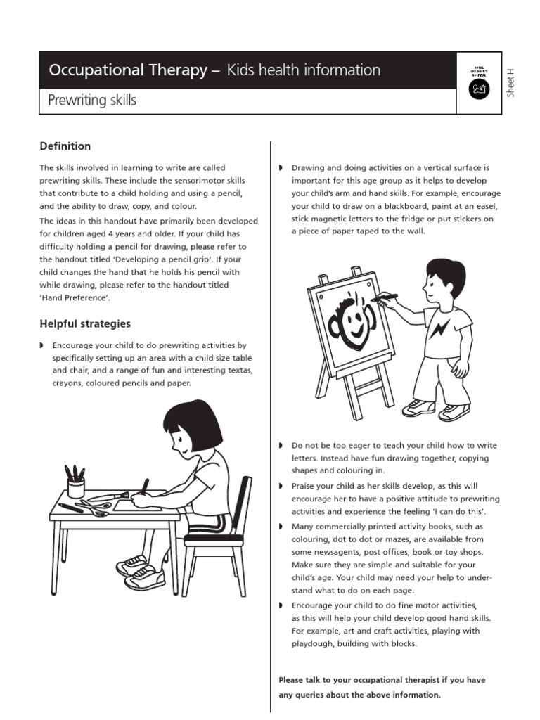 Pre Writing Info Sheet | PDF | Drawing | Occupational Therapy