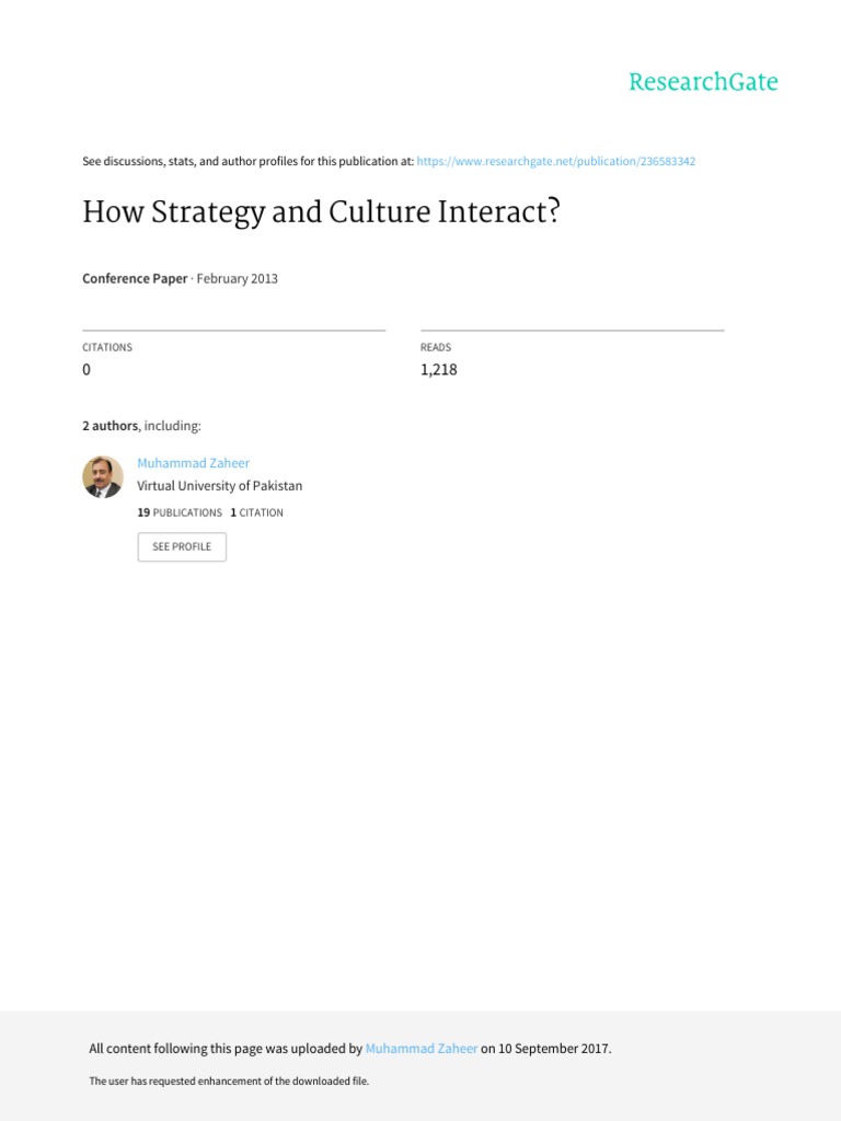 Strategy and Culture Interaction Model | PDF | Organizational Culture ...