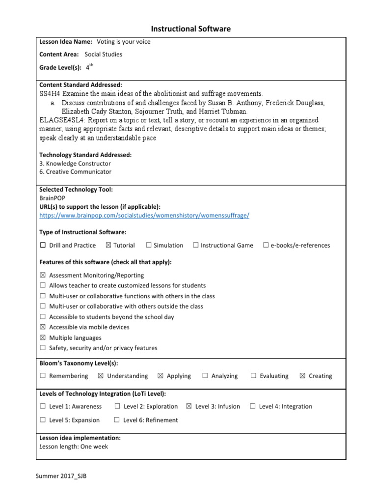 Instructional Software: Lesson Length: One Week | Download Free PDF ...