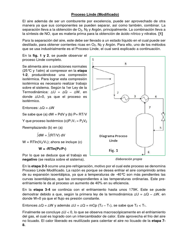 Proceso Linde Modificado: Eficiencia y Etapas | PDF | Termodinámica ...