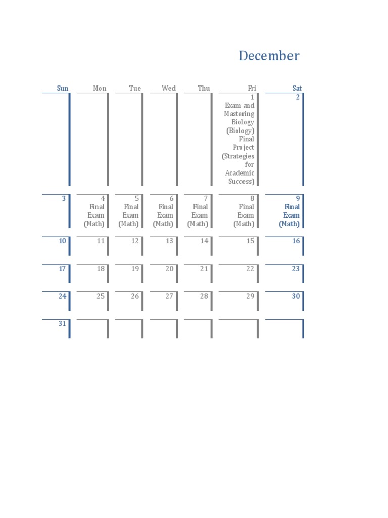 December Exam Schedule Overview | PDF
