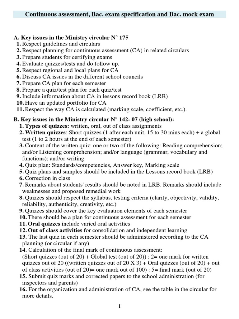 Continuous Assessment Specification | PDF | Quiz | Educational Assessment